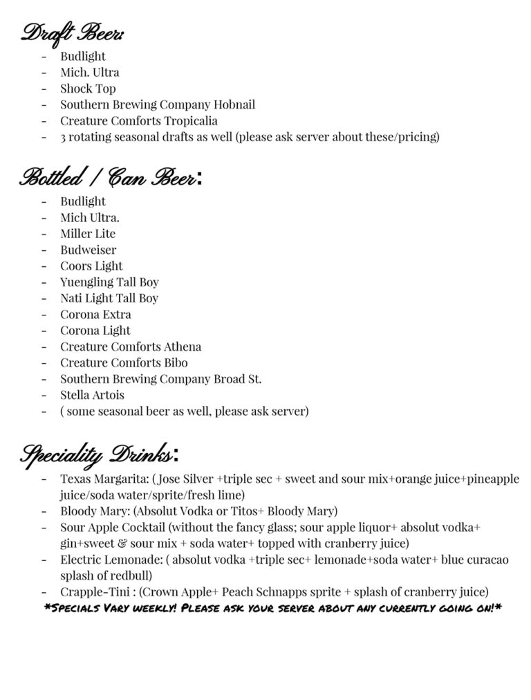 butt hutt bar menu - Butt Hutt BBQ - Athens GA